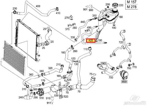 A2215012825 Mercedes шланг расширительного бачка верхний (№420)