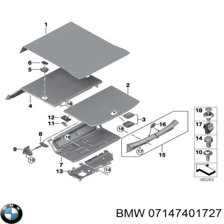 07147401727 BMW пистон (клип крепления решетки радиатора охлаждения)