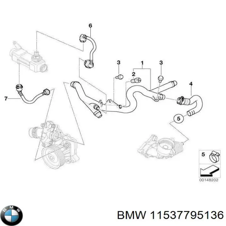 11537795136 BMW Шланг (патрубок) радиатор EGR, подача