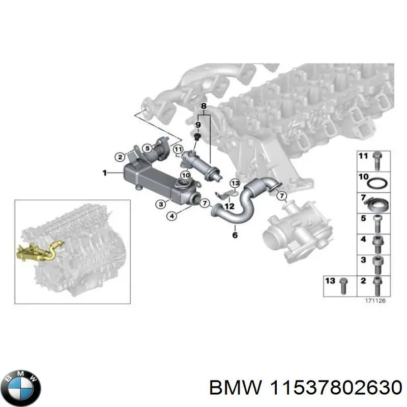 11537802630 BMW Шланг (патрубок) системы охлаждения