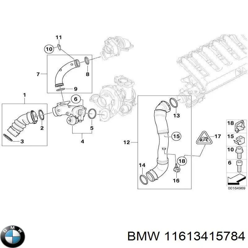 11613415784 BMW шланг (патрубок интеркуллера левый)