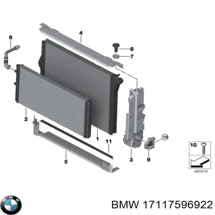 17117596922 BMW кронштейн радиатора верхний