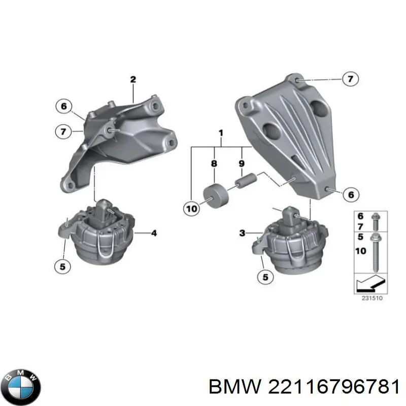 22116796781 BMW кронштейн подушки (опоры двигателя левой)