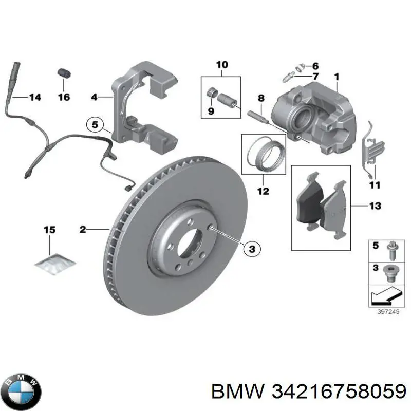 34216758059 BMW Ремкомплект тормозных колодок