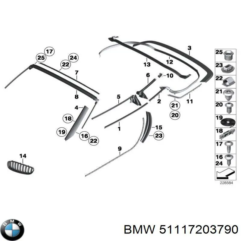 51117203790 BMW решетка бампера переднего правая