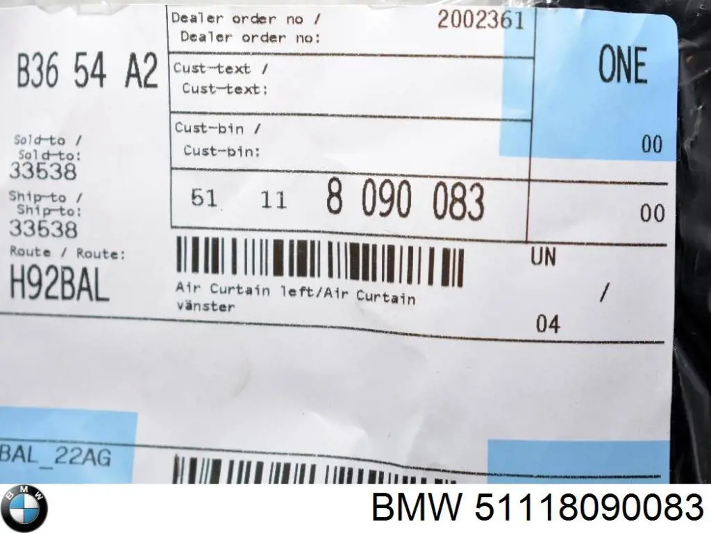 51118090083 BMW Дефлектор переднего бампера левый