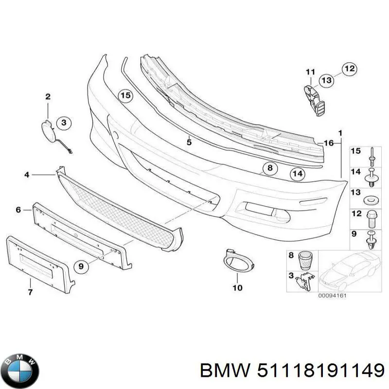 51118191149 BMW уплотнитель (прокладка переднего бампера)