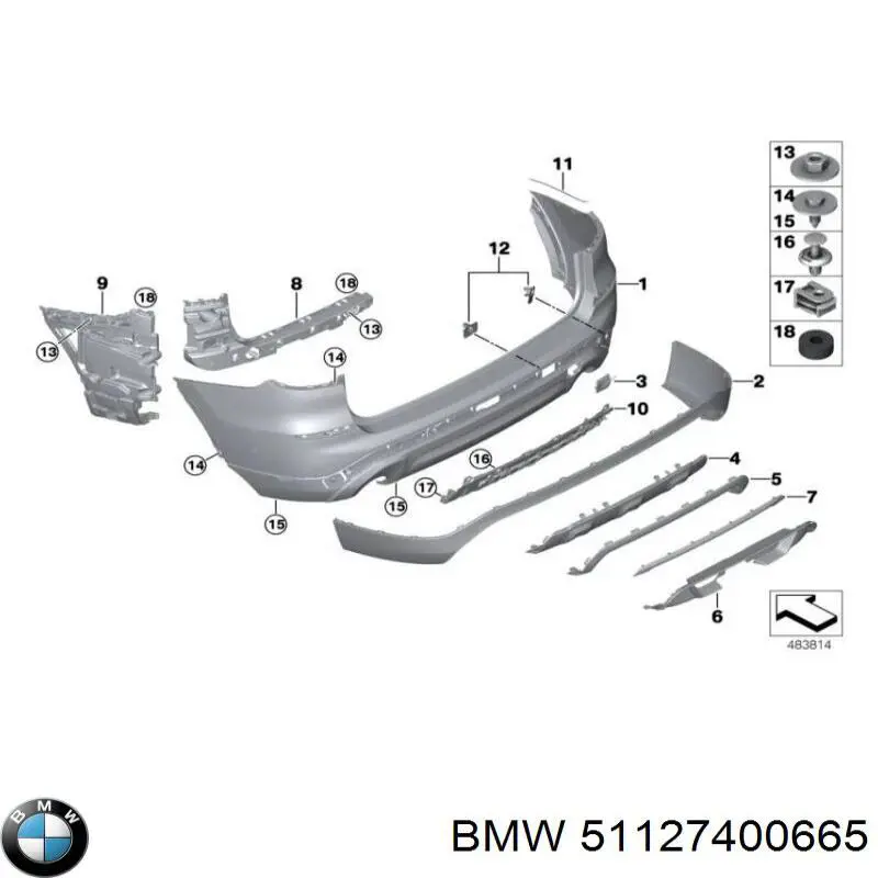 51127400665 BMW кронштейн бампера заднего левый