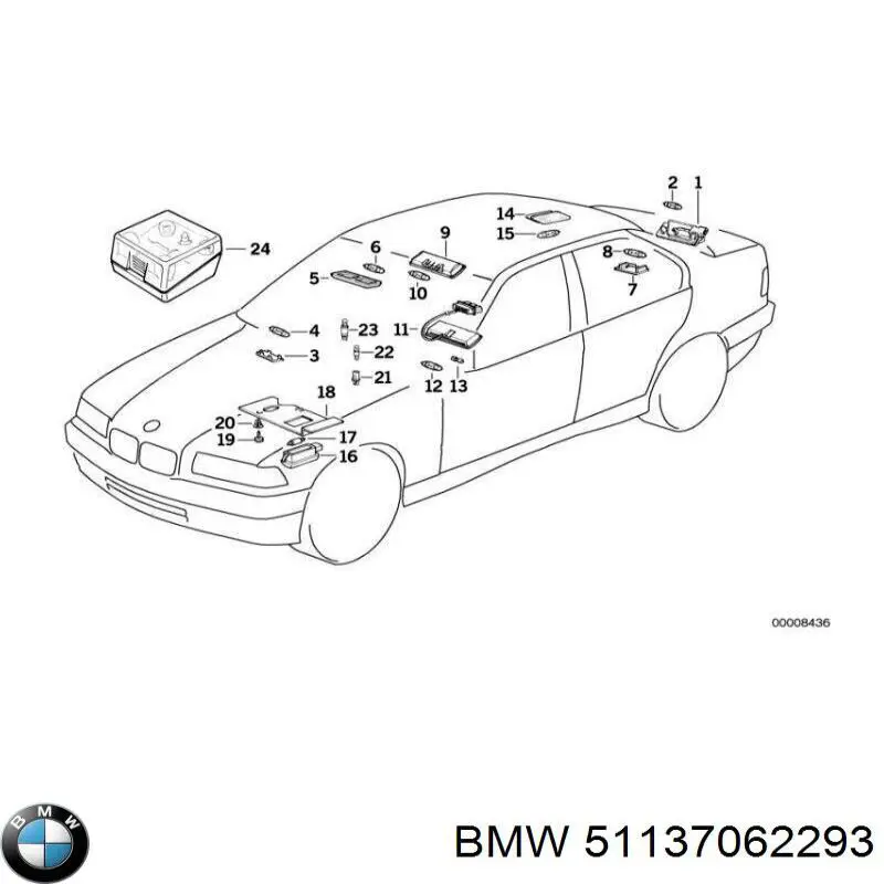 51137062293 BMW фонарь подсветки заднего номерного знака