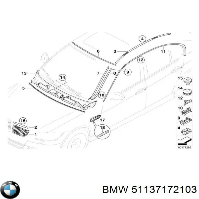 51137172103 BMW Стекло лобовое