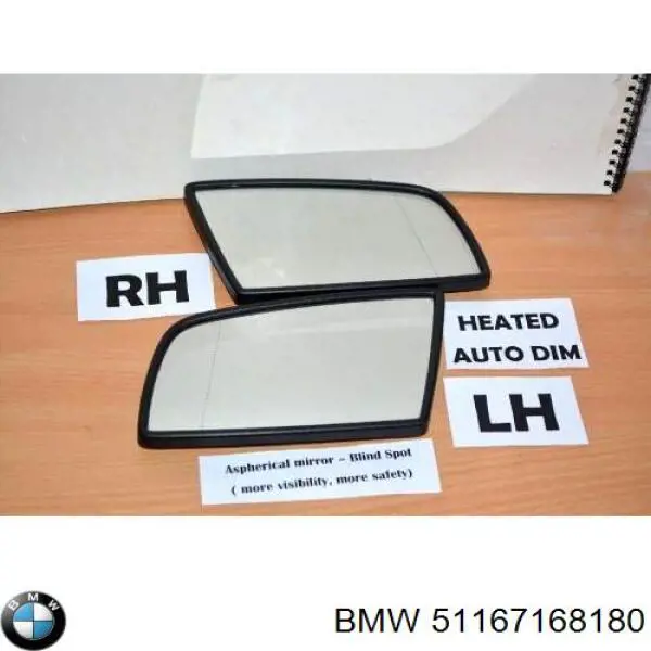 51167168180 BMW Зеркальный элемент зеркала заднего вида правого