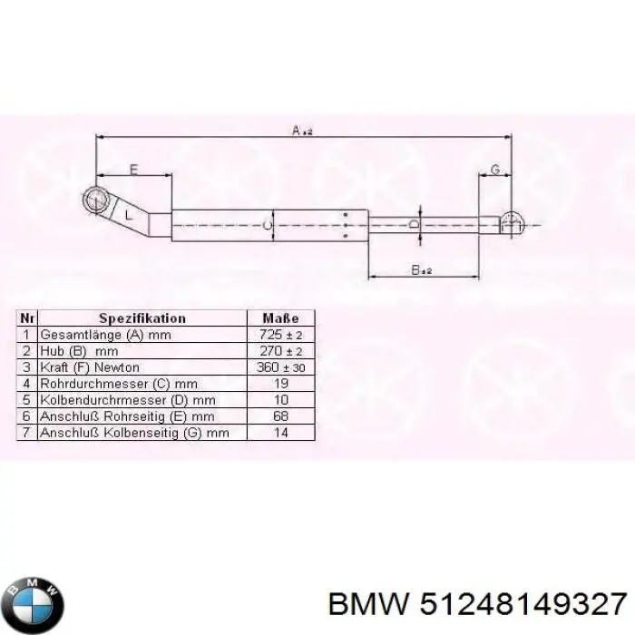 51248149327 BMW Амортизатор крышки багажника (двери 3/5-й задней)