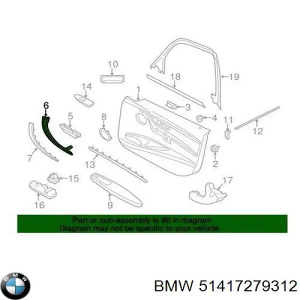 51417279312 BMW ручка подлокотника двери передней внутренняя правая