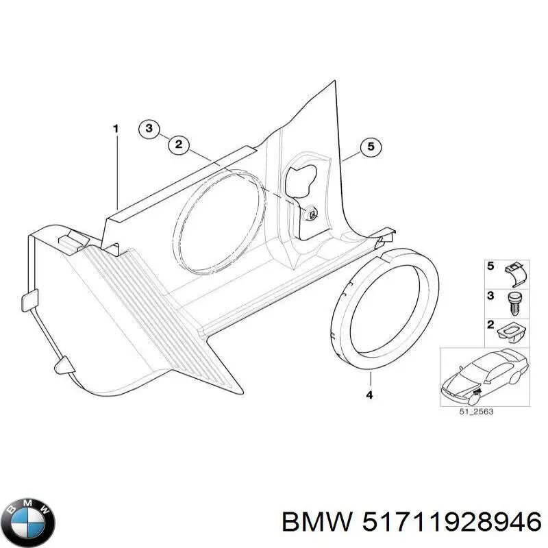 51711928946 BMW Пистон (клип) крепления молдинга лобового стекла