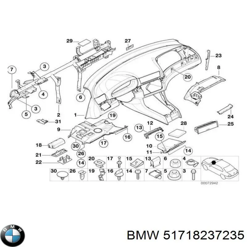 51718237235 BMW накладка бампера заднего левая