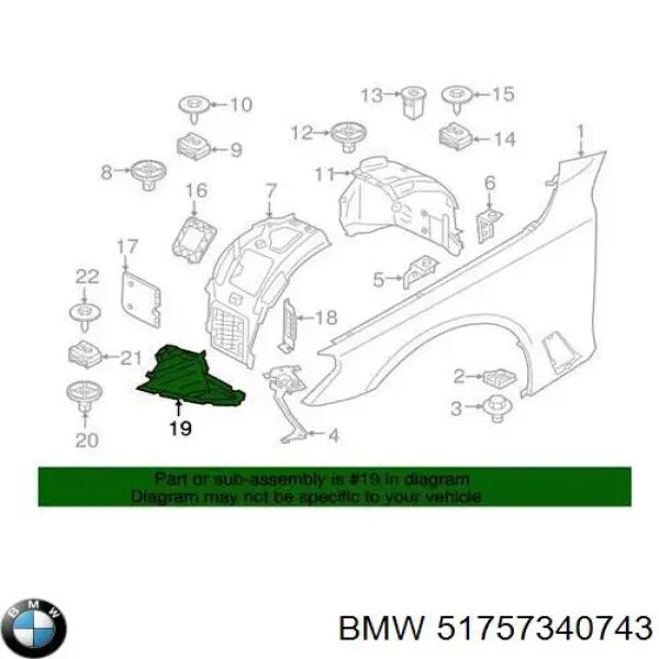 51757340743 BMW Щиток грязезащитный передней арки крыла