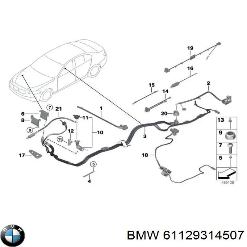 61129348288 BMW Кабель положительной клемы аккумулятора (АКБ)