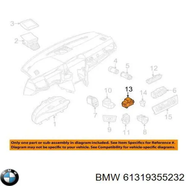 61319355232 BMW кнопка рычага стояночного тормоза