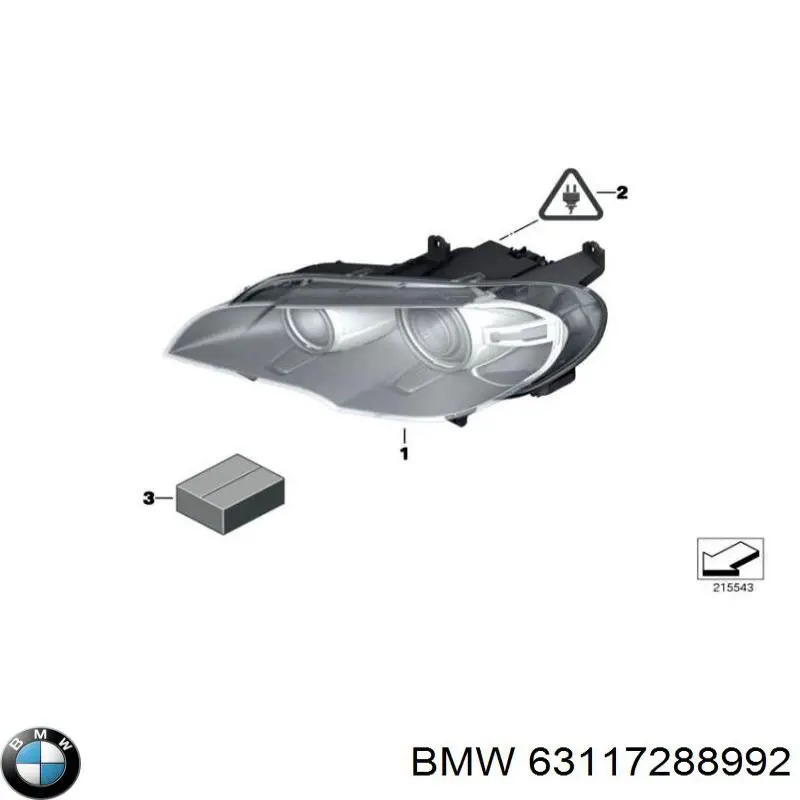 63117288992 BMW фара правая
