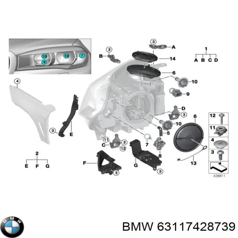 63117428739 BMW Фара левая
