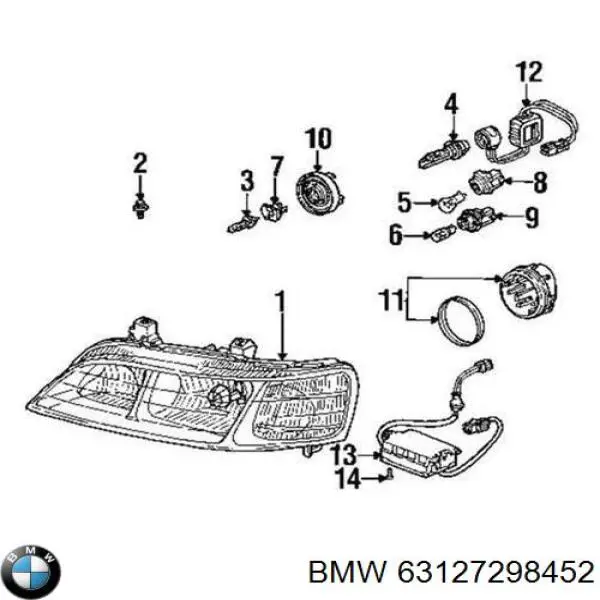 63127298452 BMW Фара правая