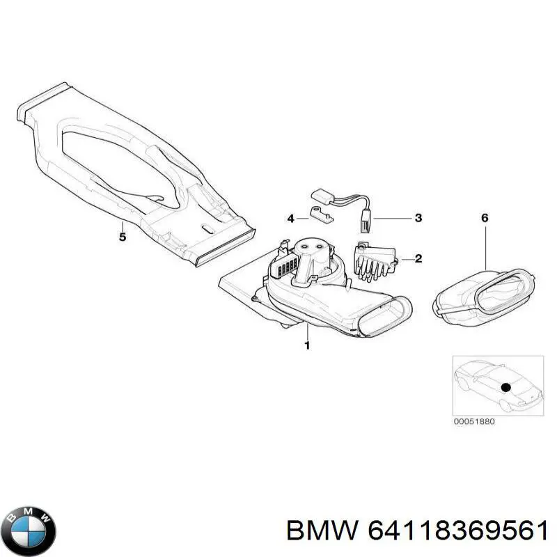 64118369561 BMW Резистор (сопротивление) вентилятора печки (отопителя ...