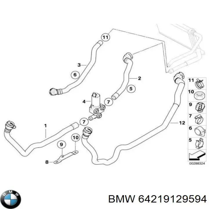 64219129594 BMW шланг (патрубок радиатора охлаждения нижний)
