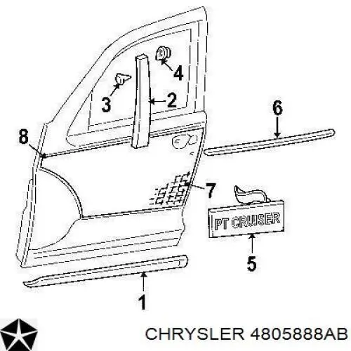 4805888AA Chrysler Молдинг лобового стекла правый