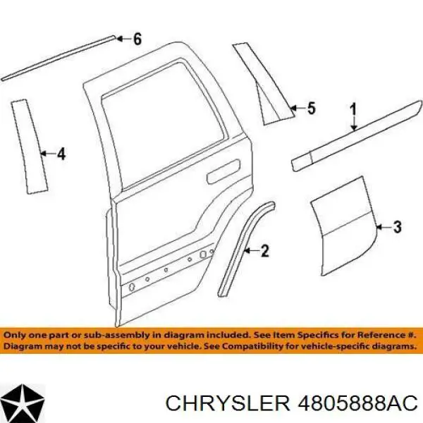 4805888AA Chrysler Молдинг лобового стекла правый