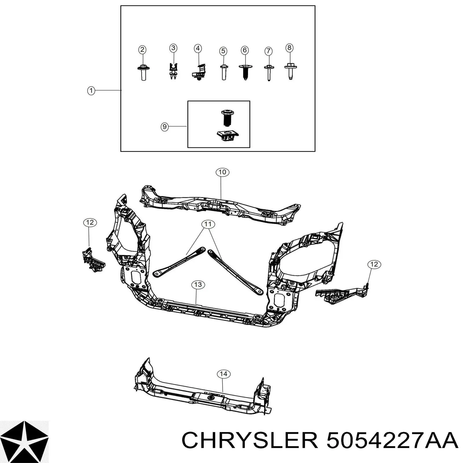 5054227AA Chrysler Буфер (отбойник) капота