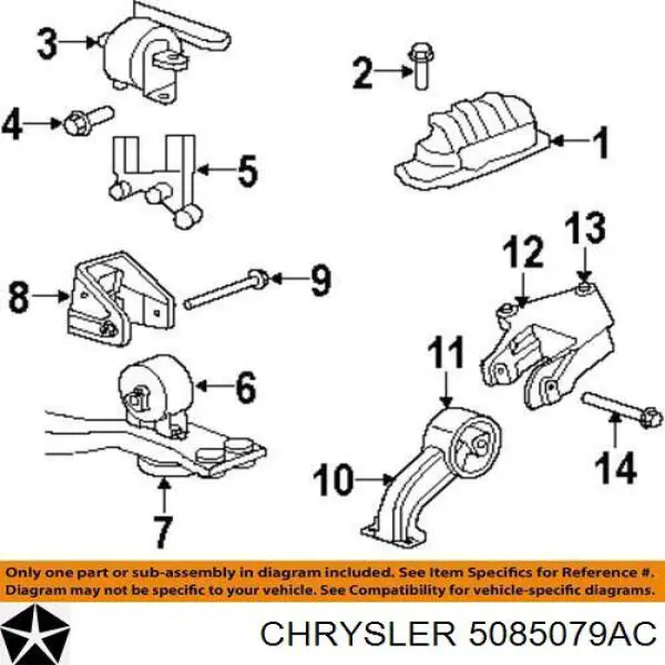 5085079AB Market (OEM) подушка (опора двигателя задняя)