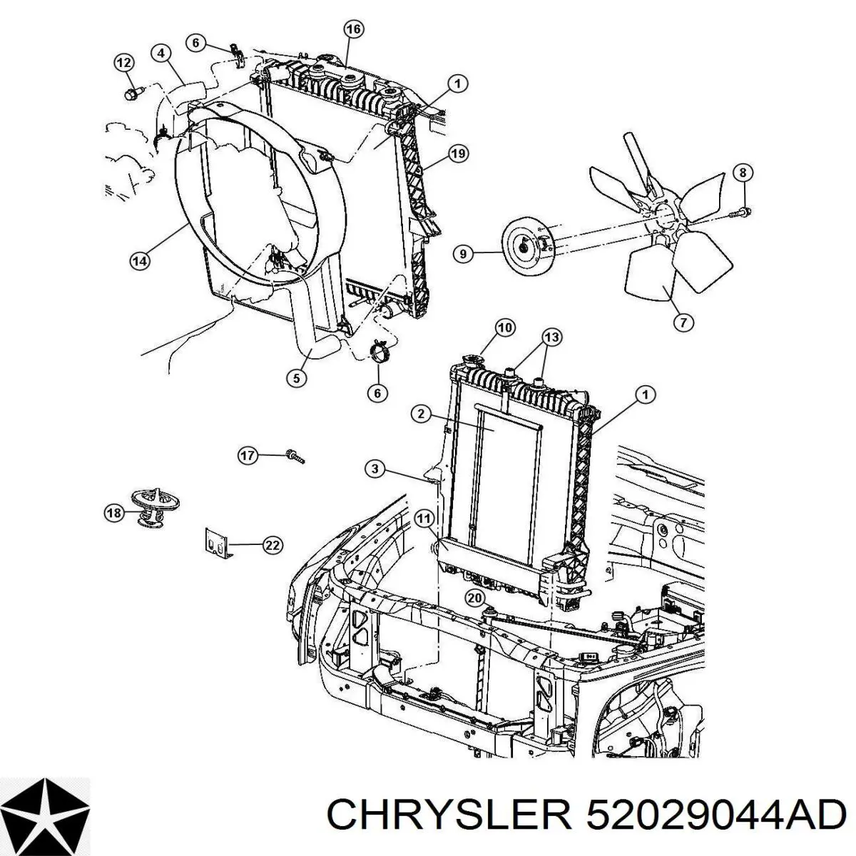 52029044AD Chrysler радиатор охлаждения двигателя