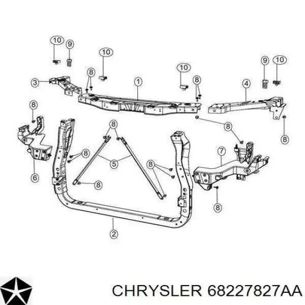 68227827AA Chrysler Кронштейн (адаптер) крепления фары передней левой