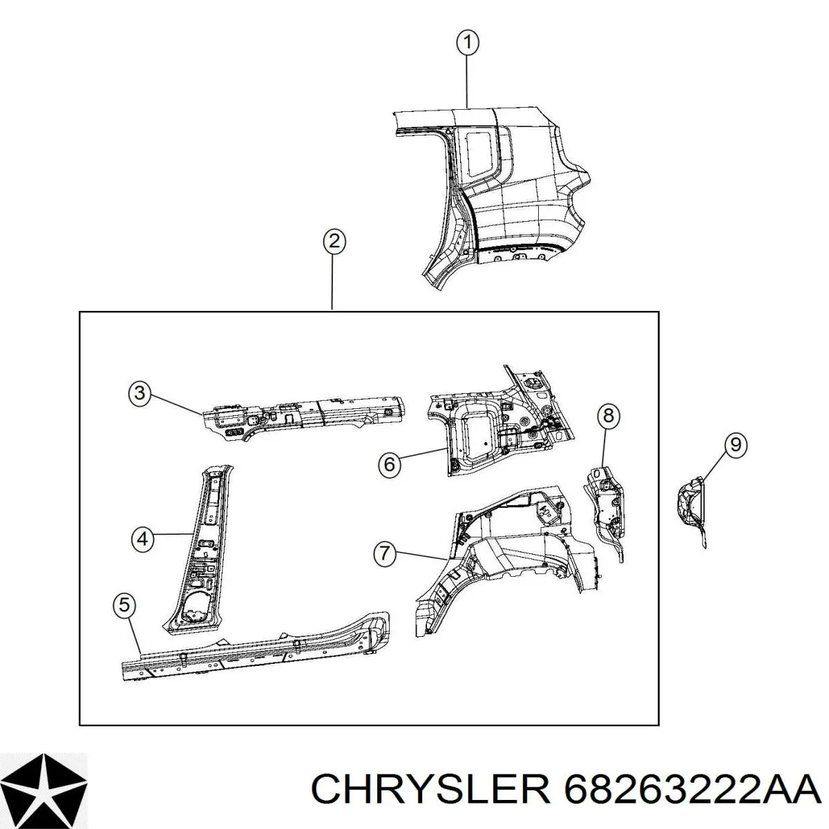 68263222AA Chrysler крыло заднее правое