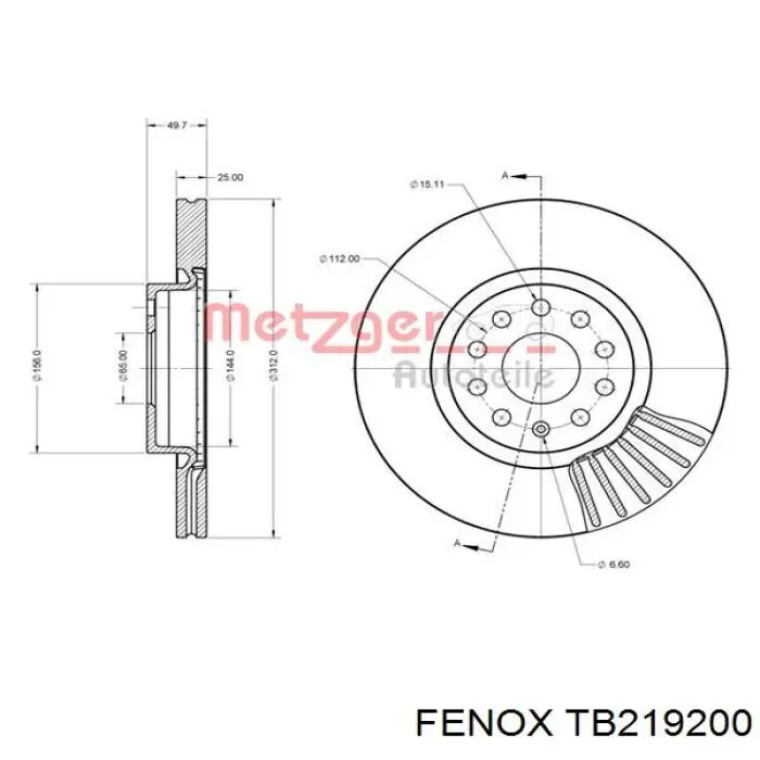TB219200 Fenox диск тормозной передний
