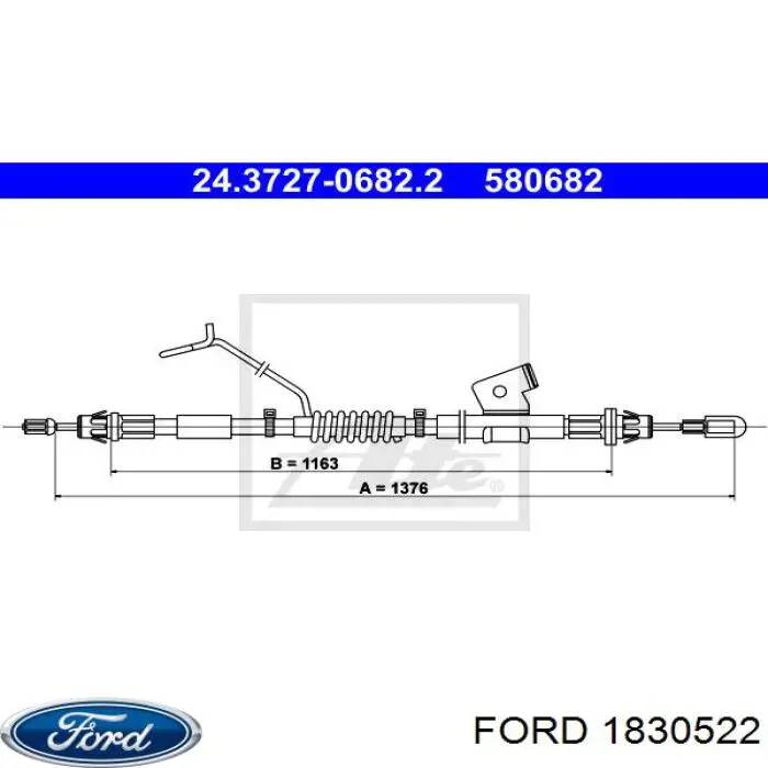 1830522 Ford Трос ручного тормоза передний
