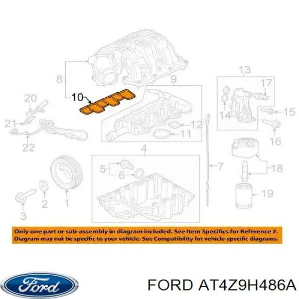 AT4Z-9H486-A Ford Прокладка впускного коллектора верхняя