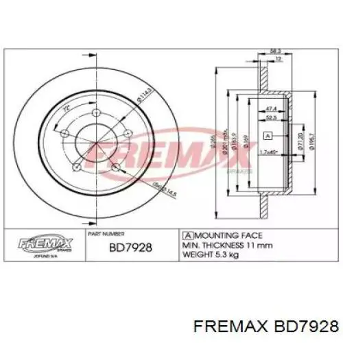 BD7928 Fremax диск тормозной задний