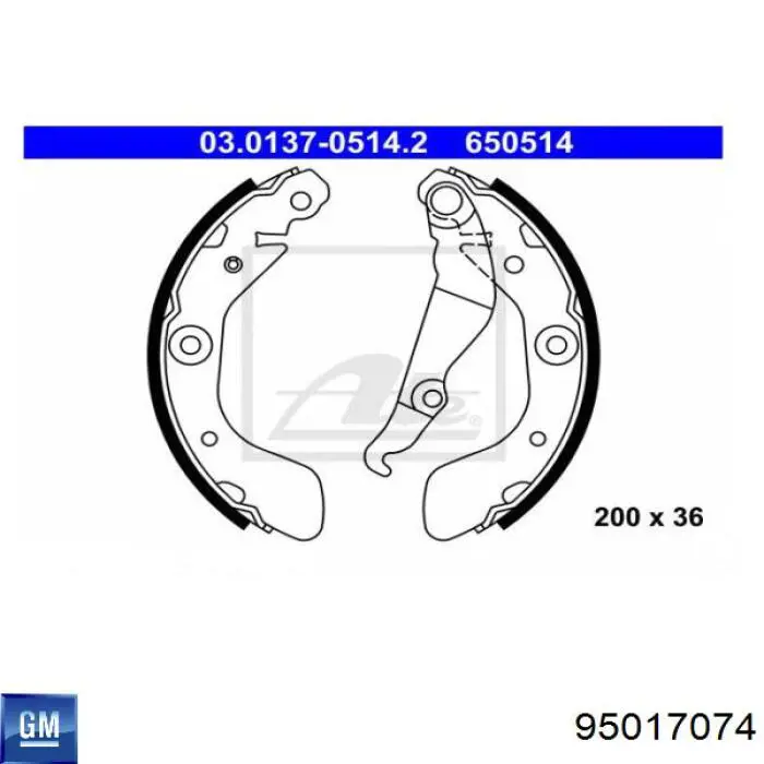 95017074 General Motors Колодки тормозные задние барабанные