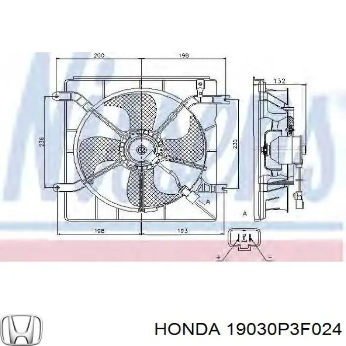 19030-P3F-024 Honda Мотор вентилятора системы охлаждения