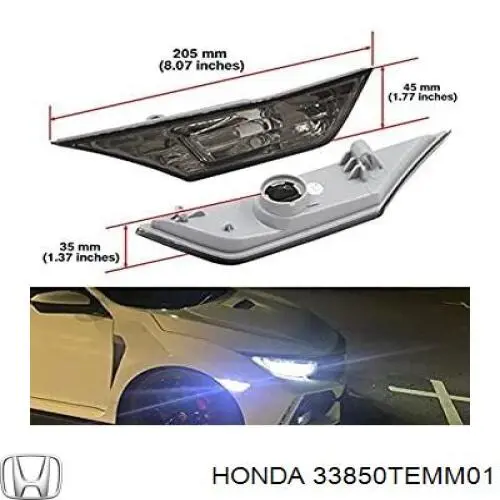 33850TEMM01 Honda Повторитель поворота на крыле левый