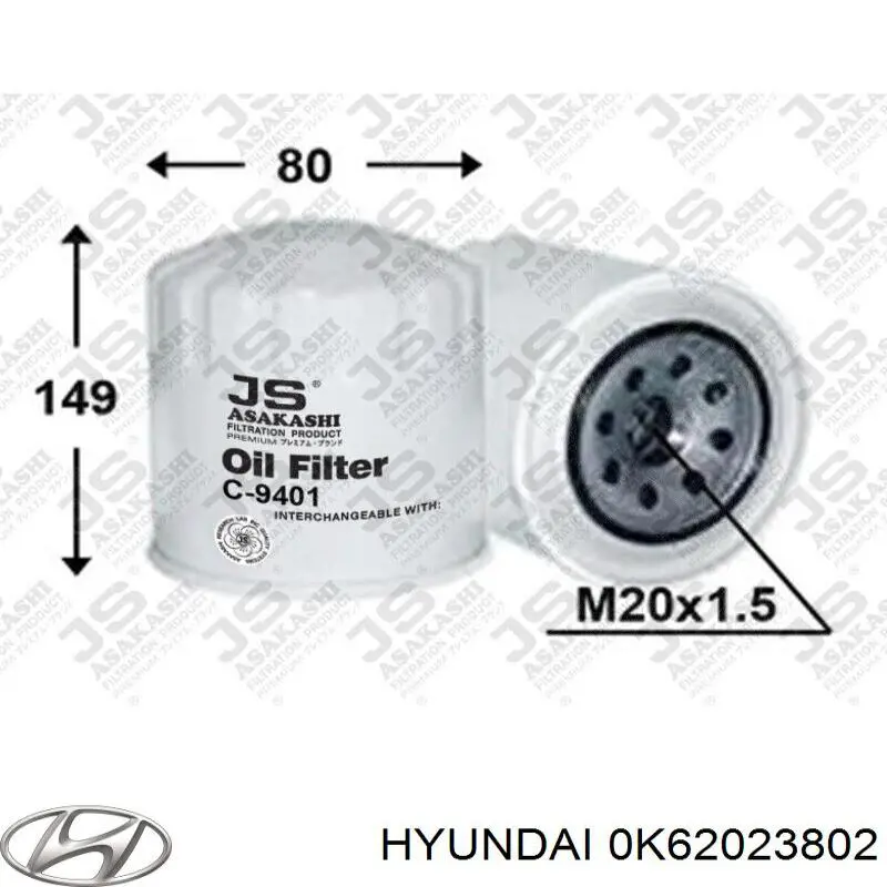0K620-23-802 Hyundai/Kia фильтр масляный