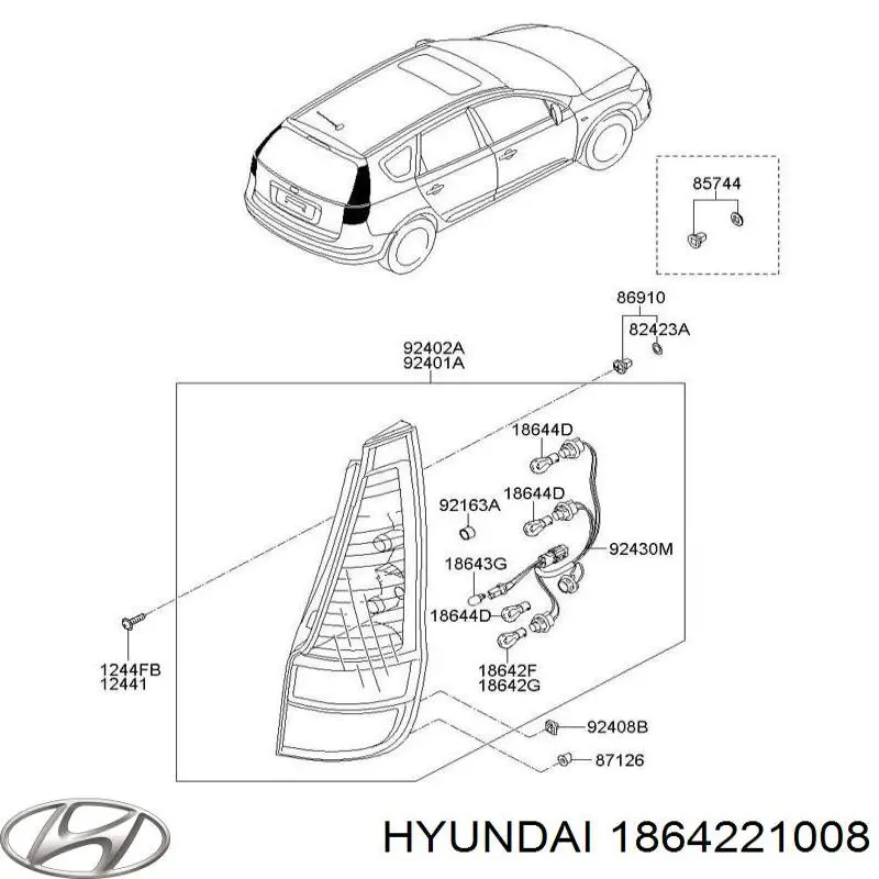 18642-21008 Hyundai/Kia Лампочка стоп сигнала заднего фонаря
