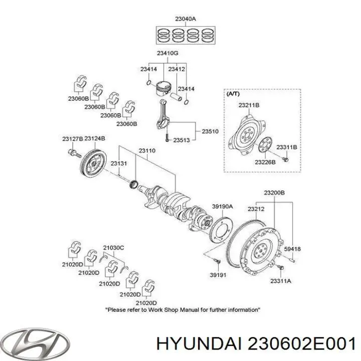 230602E001 Hyundai/Kia Вкладыши коленвала шатунные, комплект, стандарт ...