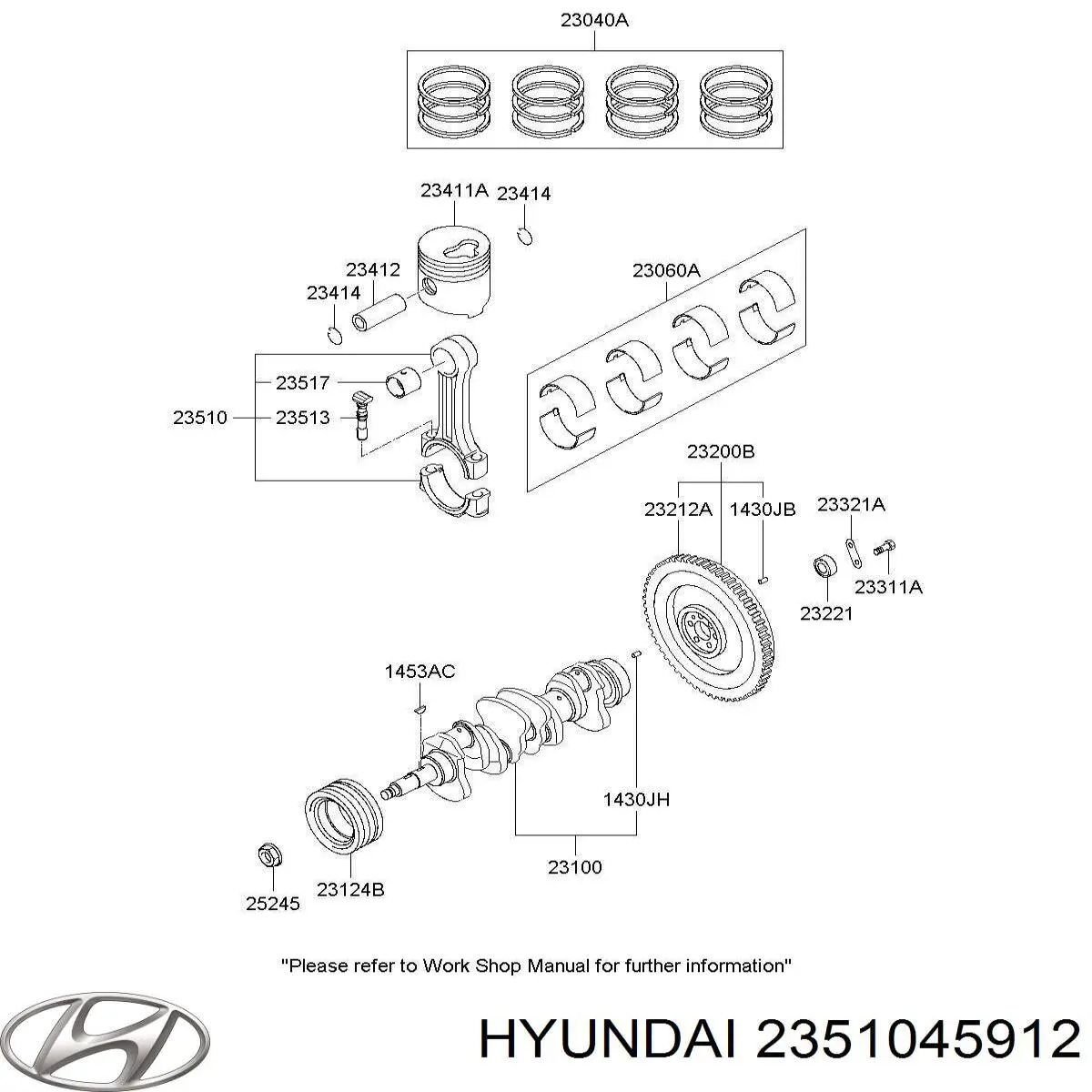 2351045912 Hyundai/Kia шатун поршня двигателя