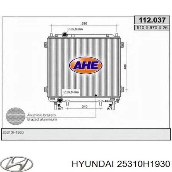 25310H1930 Hyundai/Kia Радиатор охлаждения двигателя