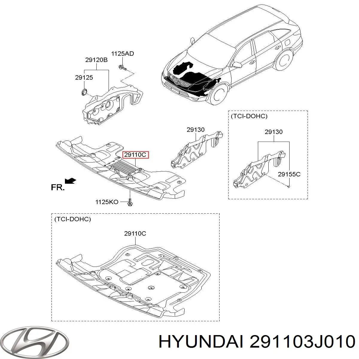 291103J010 Hyundai/Kia защита двигателя, поддона (моторного отсека)