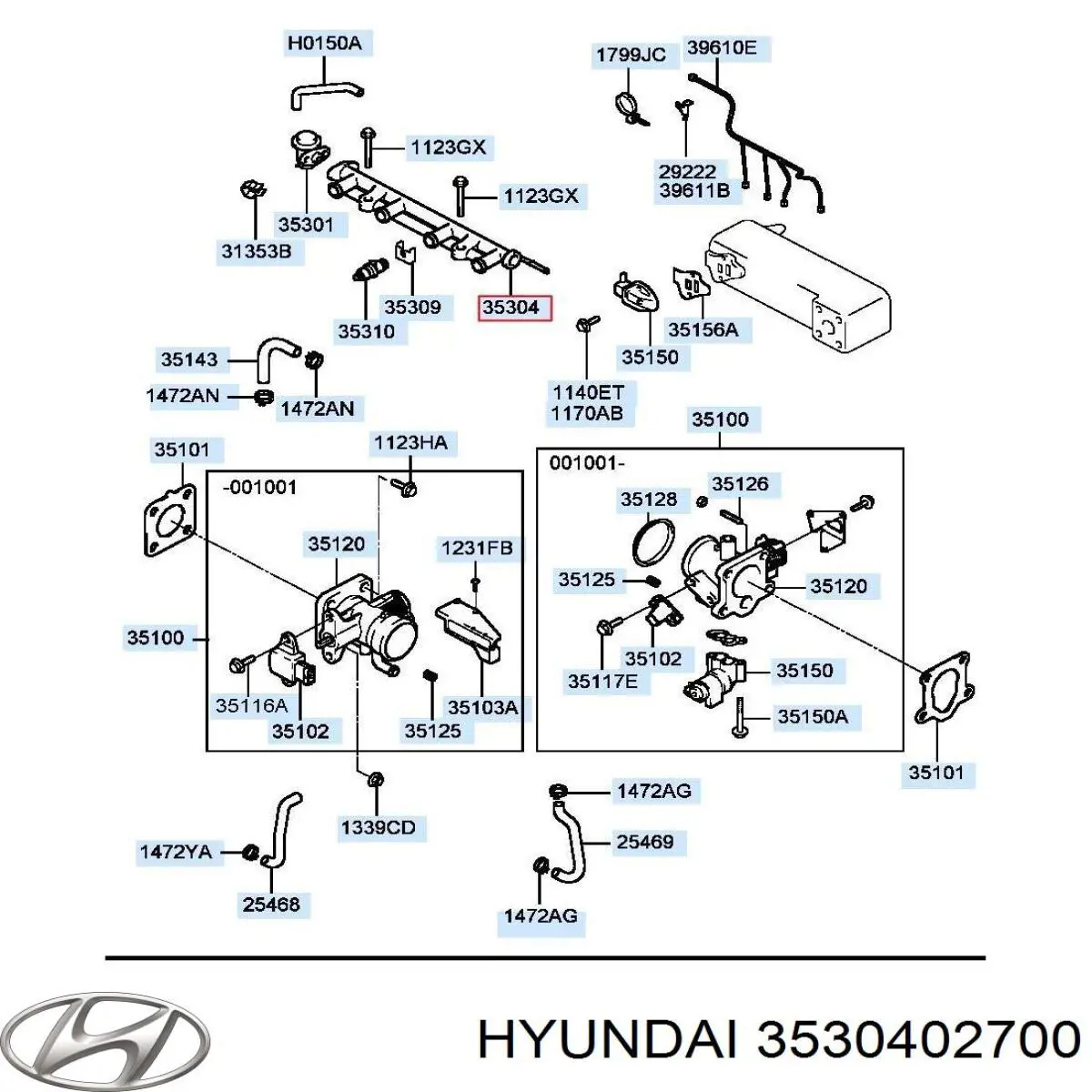 3530402700 Hyundai/Kia распределитель топлива (рампа)