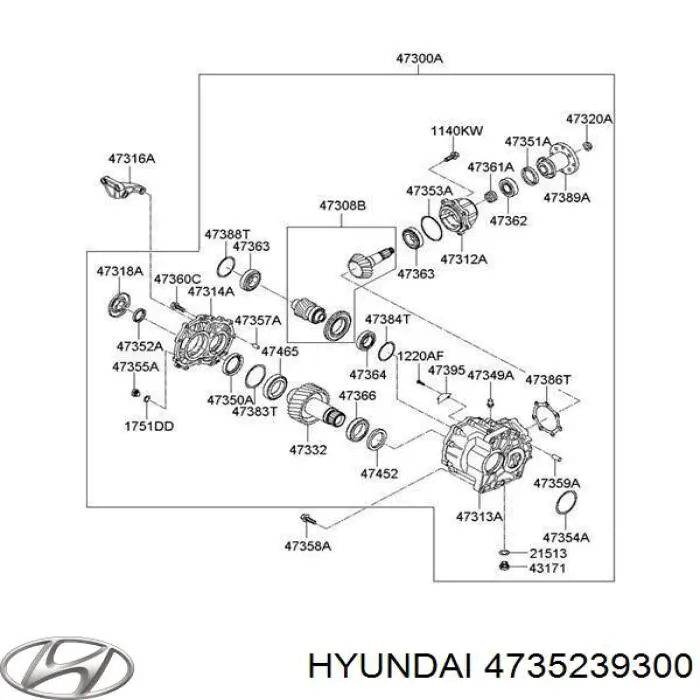4735239300 Hyundai/Kia Сальник редуктора переднего моста