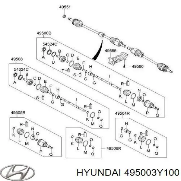 495003Y100 Hyundai/Kia Полуось (привод) передняя левая